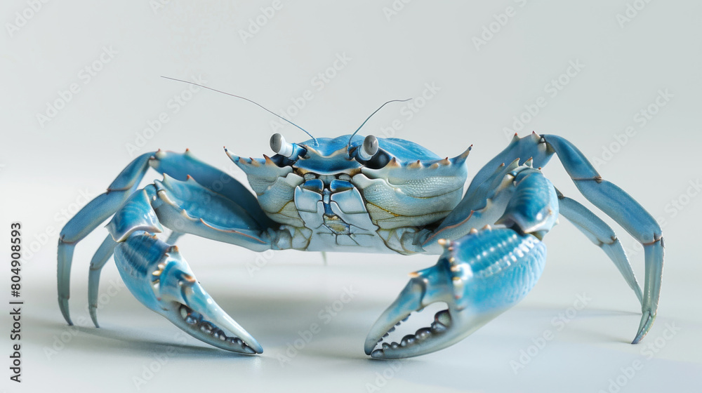 A vibrant blue crab with its claws wide open, showcasing detailed ...