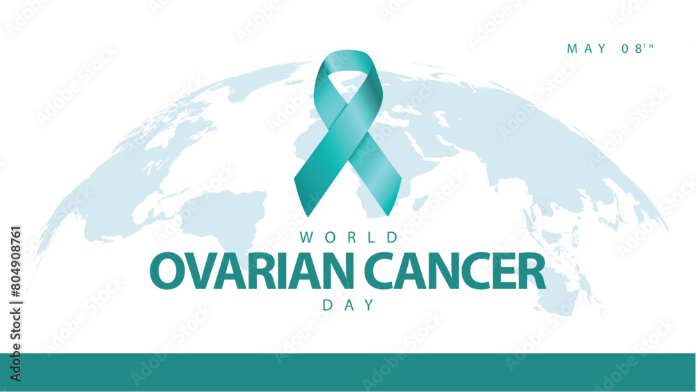 World ovarian cancer day. Mint green ribbon symbol vector illustration ...