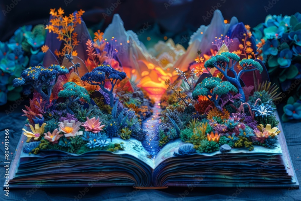 Teacher's Day, an open book with intricate papercraft designs of trees ...