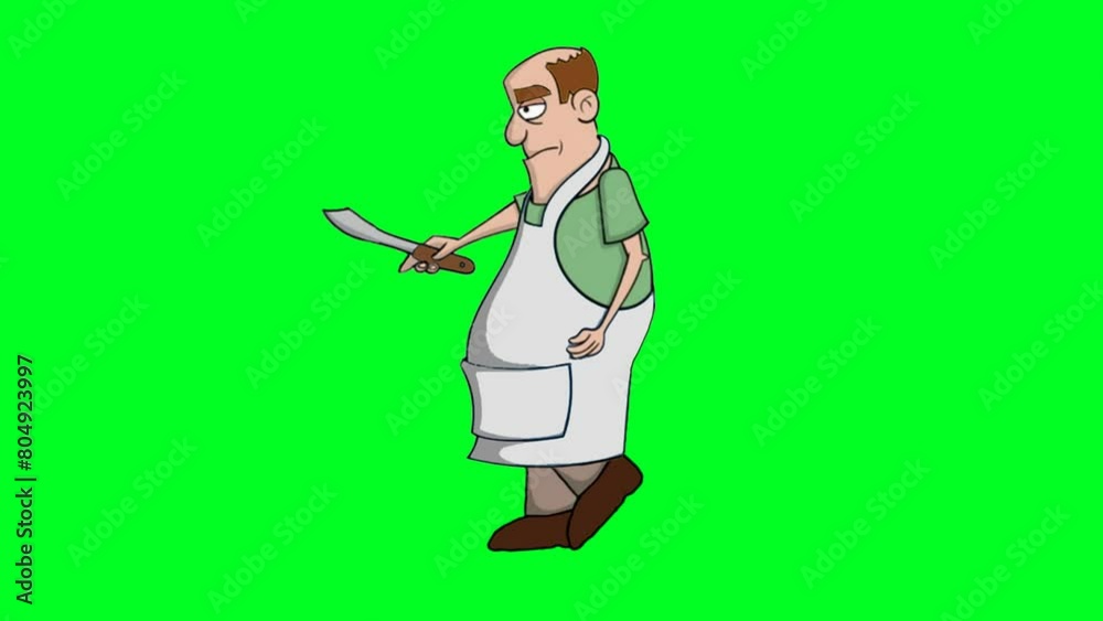 Vidéo Stock 2D animated Butcher character walking cycle with knife in ...