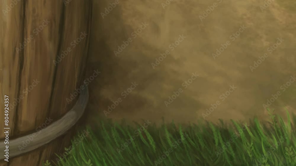 Vidéo Stock 2D animation of Lifting bucket full water next to wall by a ...