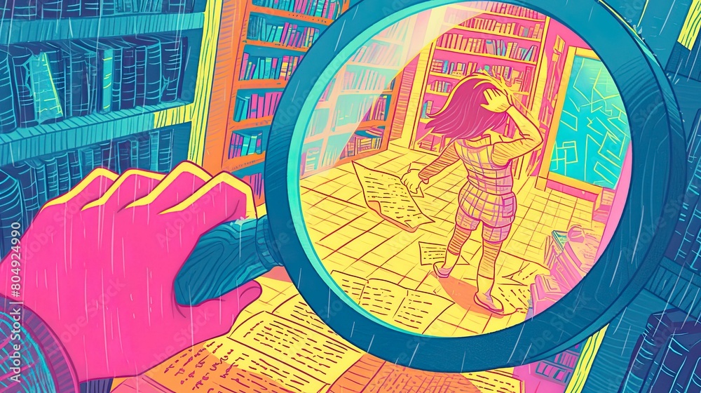 Cryptic Note, Magnifying Glass, Elusive, Searching for clues in a dimly ...