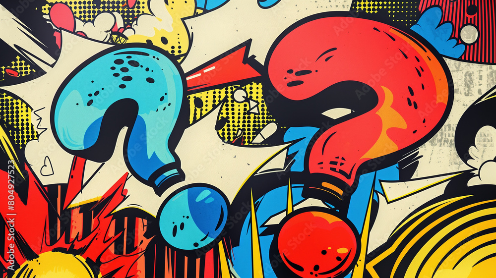 This is an image of two colorful question marks. The question marks are ...