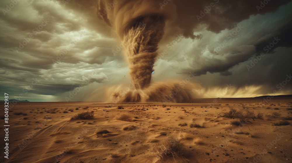 The tornado hit the desert with terrible force, the sand flying in the ...
