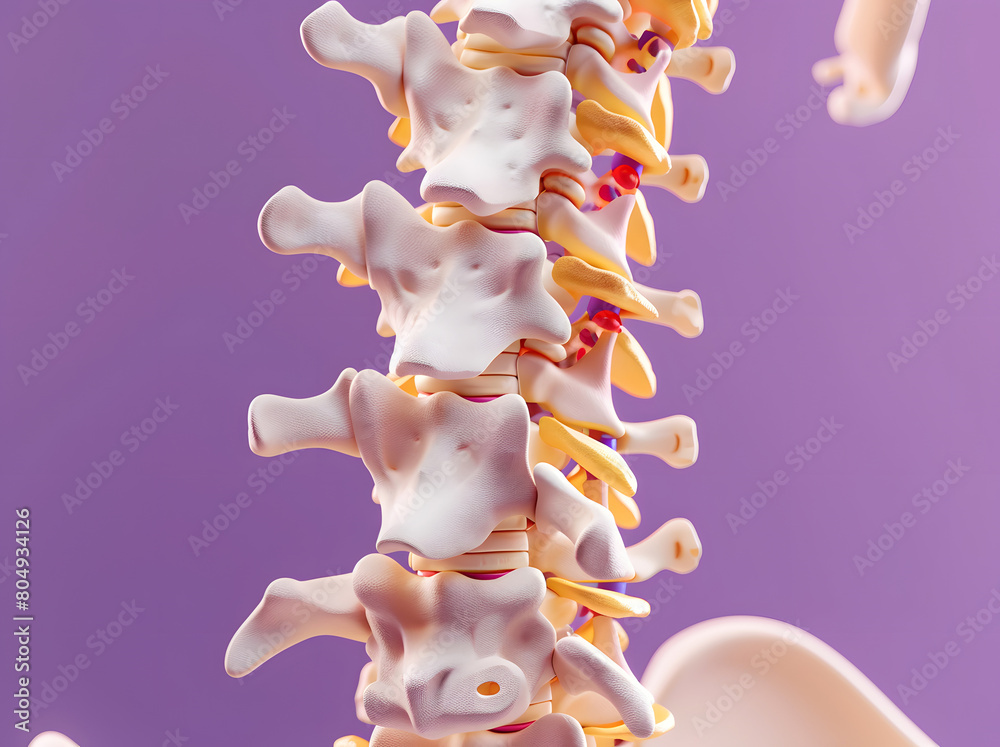 3D Model of the Human Spine: Detailed Illustration Showing Individual ...