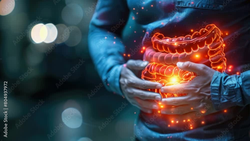 Man Suffering From disease in stomach acid Pain. Healthcare concept ...