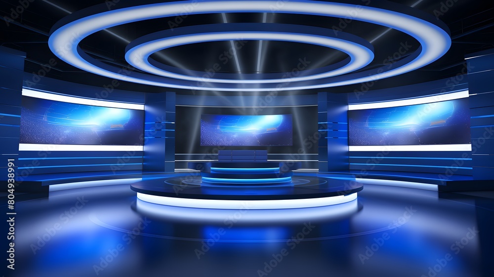 3D Virtual TV Studio News, News studio. News room. Background for ...
