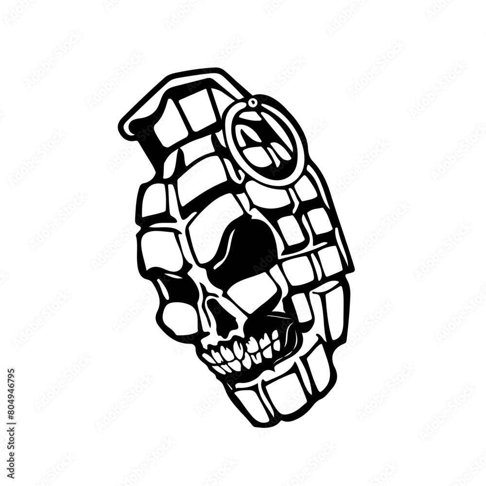 Stockvector Skull Grenade Svg, Time Bomb Svg, Crazy Explosive Weapon ...