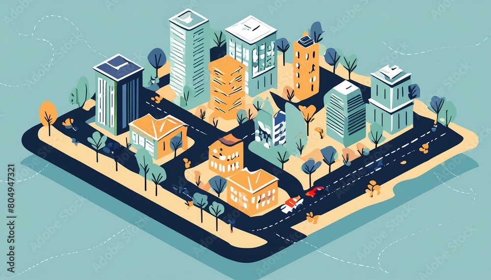 A detailed, technical blueprint showcasing urban planning and city ...