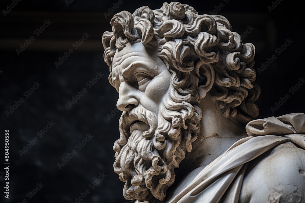 Detailed sculpture of a pensive ancient greek god Stock Photo | Adobe Stock