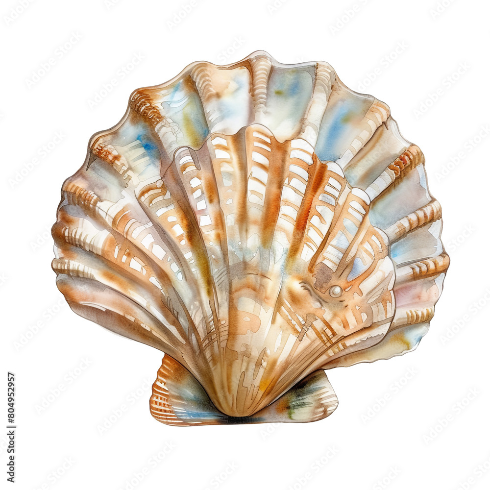 Pearl seashell watercolor clipart illustration on transparent ...
