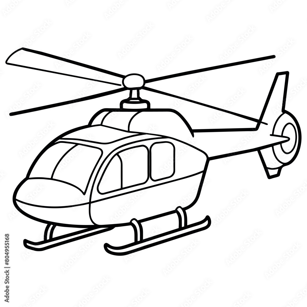 helicopter, colouring, illustration, vector, transportation, child ...