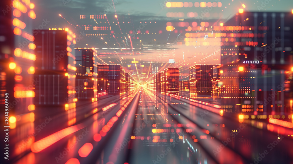 Render a data-driven supply chain ecosystem showcasing data technology ...