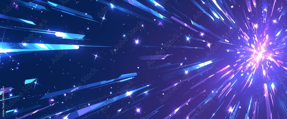 Cartoon anime background featuring abstract speed lines, cubes, stars ...