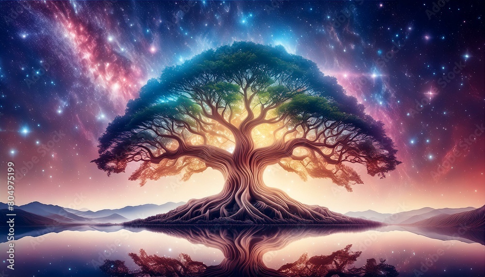 Shining tree of life, spiritual and religious symbol of power and ...