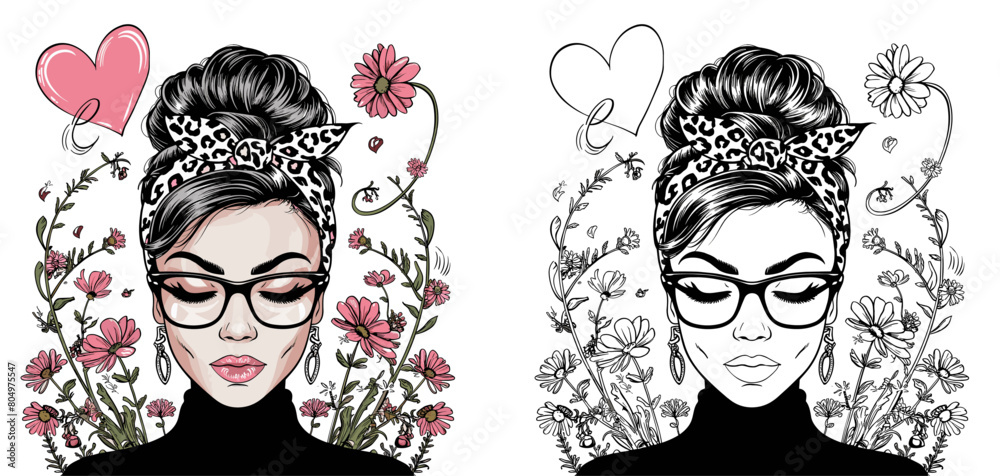 2024 mother day motherhood vector design, messy bun hair mama ...