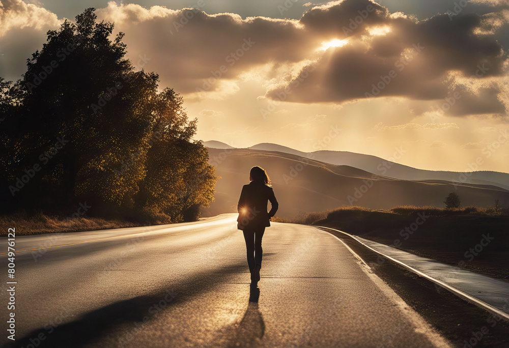 'ahead change road signs blue sky danger warning risk unsafe caution ...