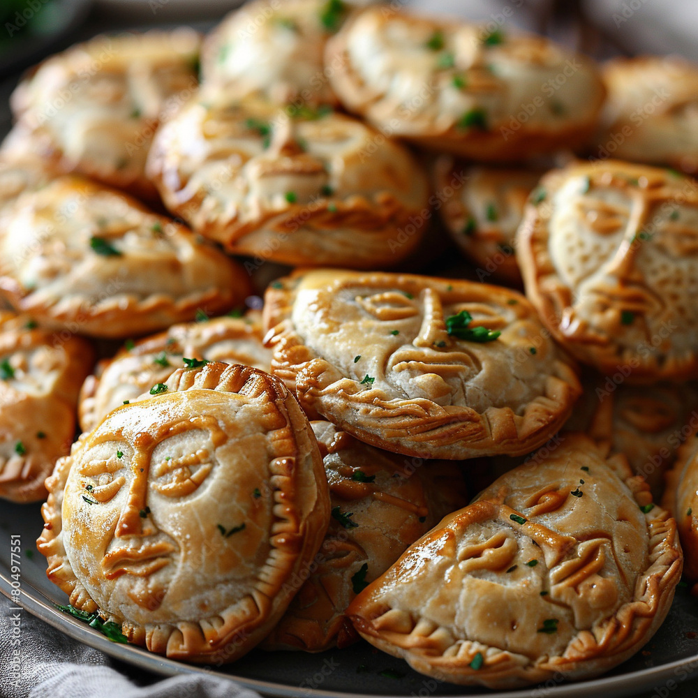 Chilean empanadas shaped to depict the Moai statues of Easter Island ...