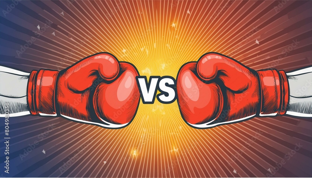 Iconic boxing match poster two gloves with vs text in center for ...
