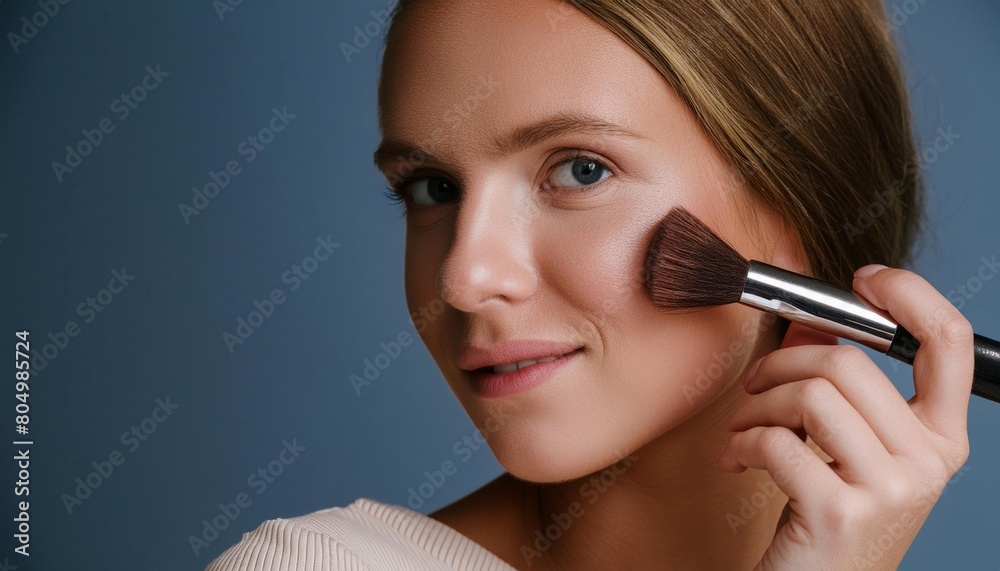 Beautiful woman doing makeup at parlor. A beautician works her magic ...