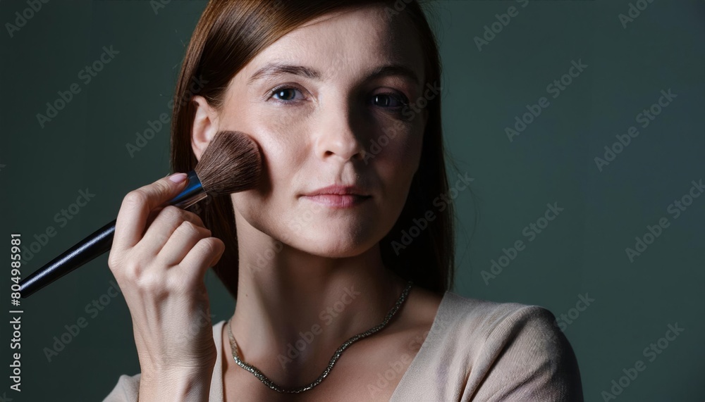 Beautiful woman doing makeup at parlor. A beautician works her magic ...