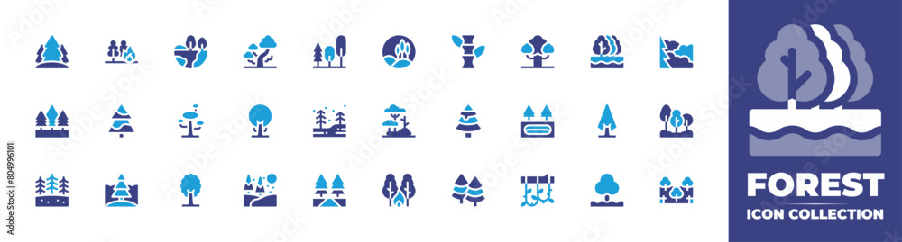 Forest icon collection. Duotone color. Vector and transparent ...