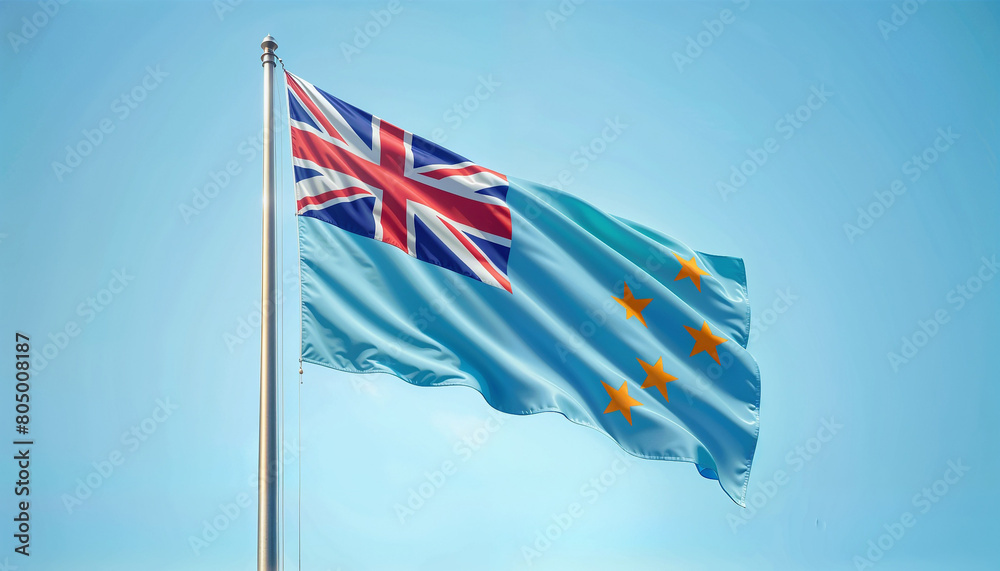 3D rendered Tuvalu flag, isolated on a clean background. High-quality ...