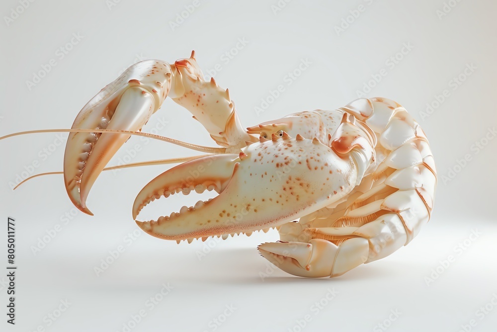 Lobster claw, 3D rendering, minimalist white backdrop, detailed ...