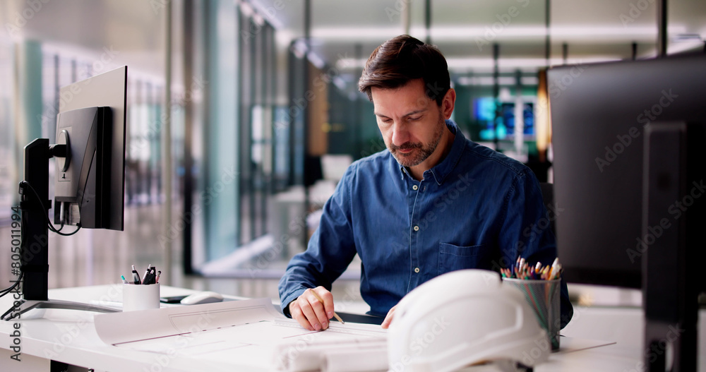 Civil Engineer Drawing Architecture Plan Stock Photo | Adobe Stock