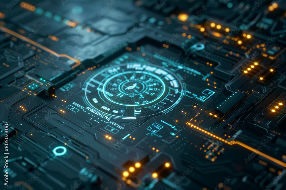Close-up of a 3D digital lock interface with layers of encryption being unlocked by a secure AI ...