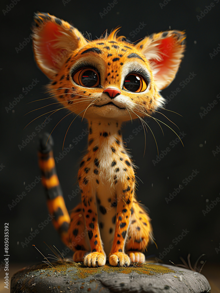 cat, tiger, 3D illustration, digital art, feline, wildcat, domestic cat ...