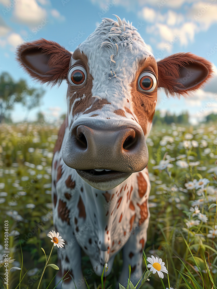 cow, 3D illustration, digital art, livestock, cattle, dairy cow, beef ...