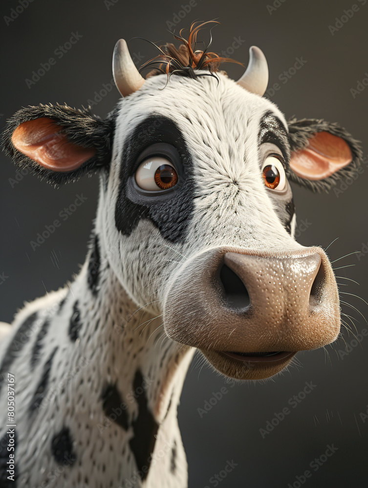 Ilustração do Stock: cow, 3D illustration, digital art, livestock ...