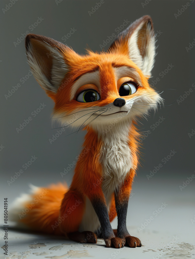 fox, 3D illustration, digital art, wildlife, mammal, animal, fox design ...