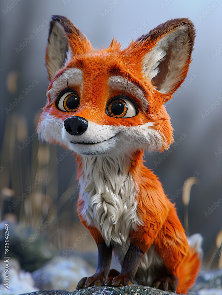 fox, 3D illustration, digital art, wildlife, mammal, animal, fox design ...