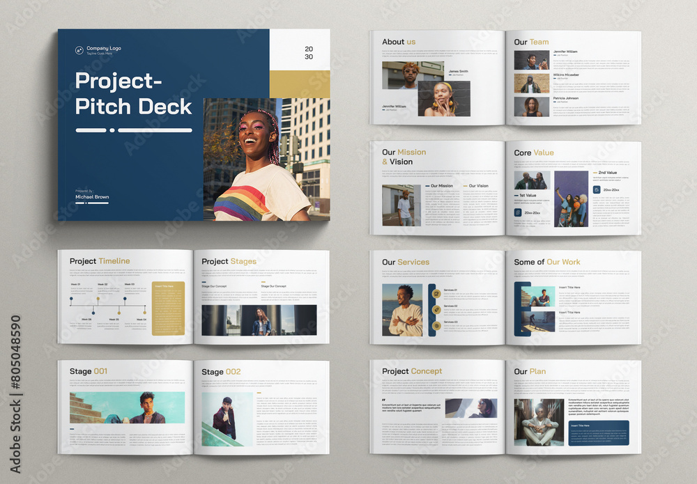 Project Pitch Deck Template Design Layout Landscape Stock Template ...