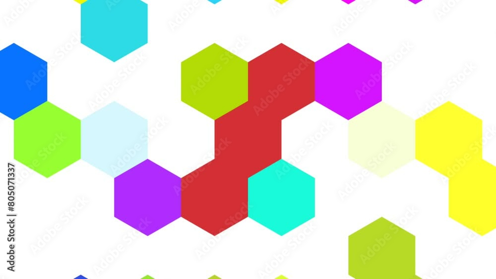 Colorful rainbow gradient hexagons turning. Modern render smooth ...