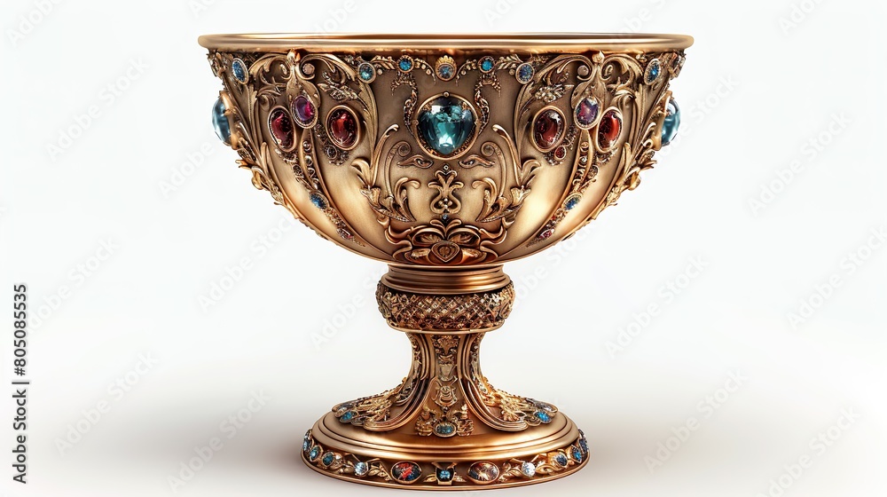 Holy Grail depicted as an ancient chalice on a white background Stock ...