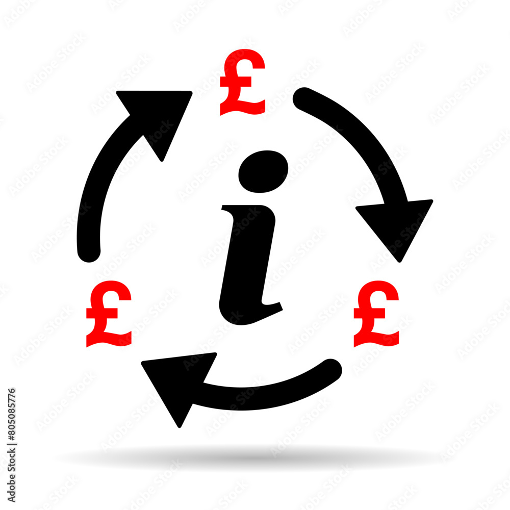 Pound money change shadow icon, trade cash information web symbol ...