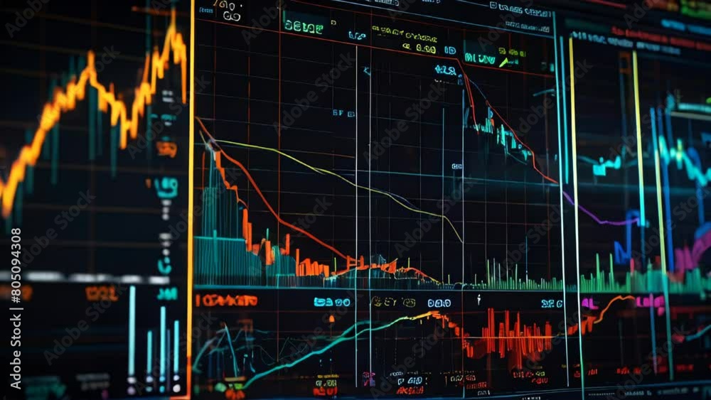 Trading candlestick chart on electronic devices, stock exchange market ...