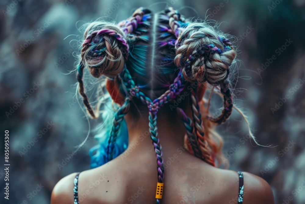 A gorgeous female with a modern bohemian hairstyle featuring two messy ...