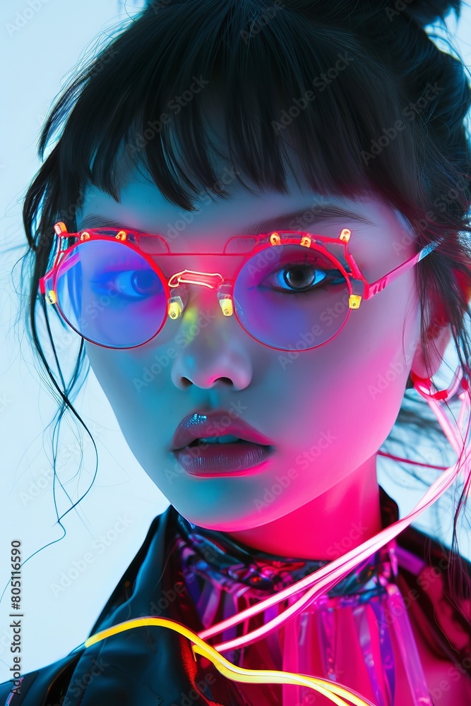 Cyberpunk Style: Full face no crop of a Pretty Young Japanese Super ...