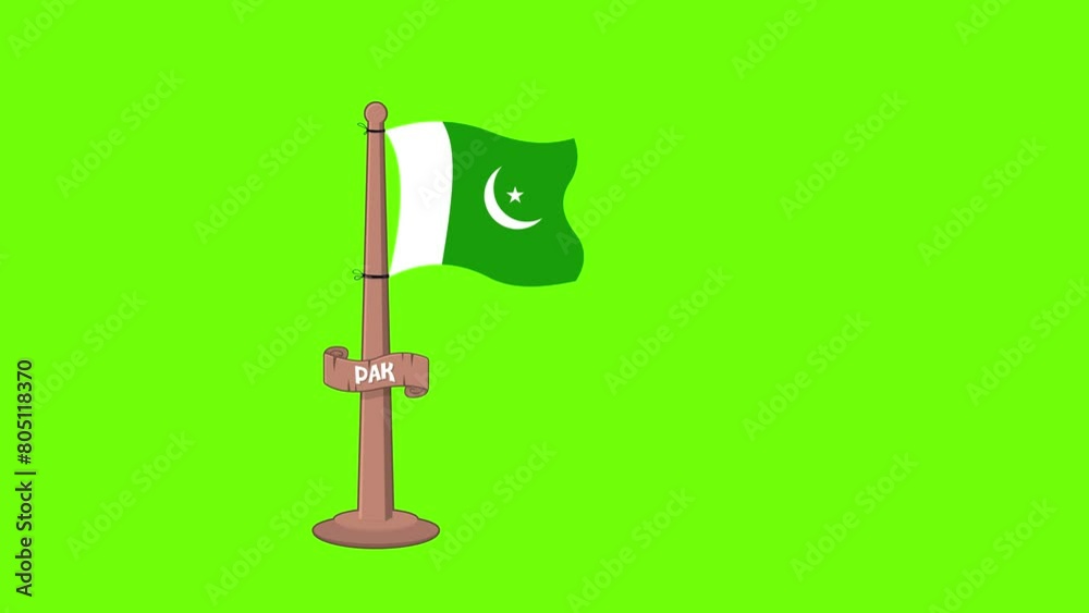 Pakistan flag in cartoon style 2d animation green screen 4k animated ...