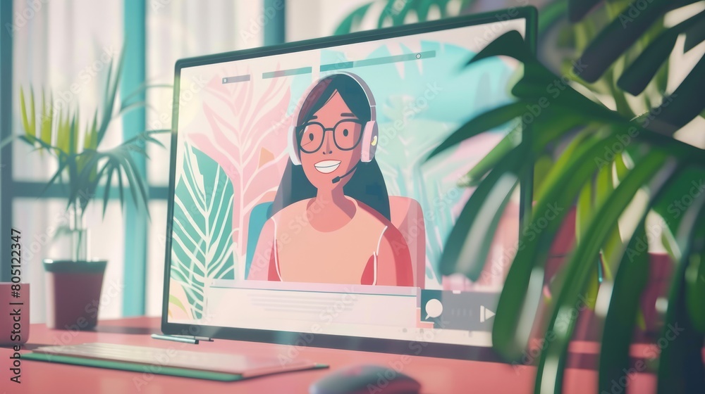 Manager remotely onboarding a new team member, with a close-up on the ...