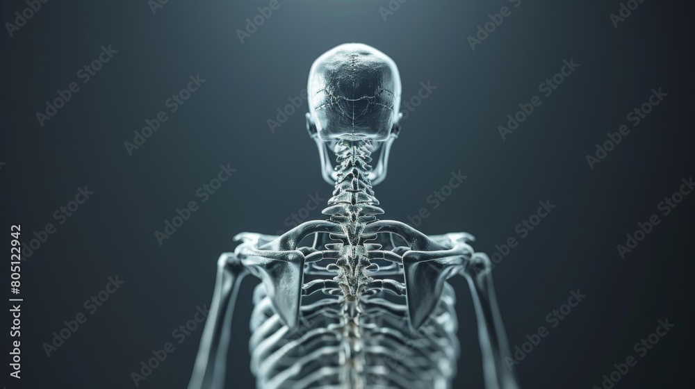 Generate an image of a human skeleton with a detailed vertebral column ...