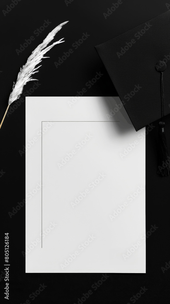 Minimalist aesthetic invitation template for graduation, empty white ...