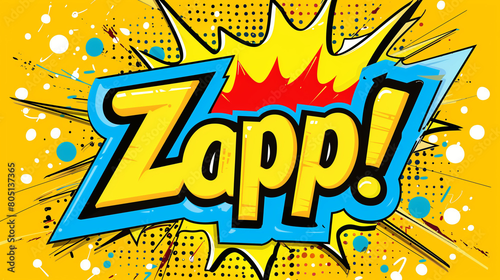 Zapp! word in comic speech bubble style with explosion in pop art on ...