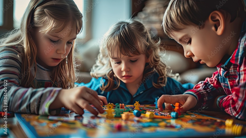 children play monopoly board games Stock Photo | Adobe Stock