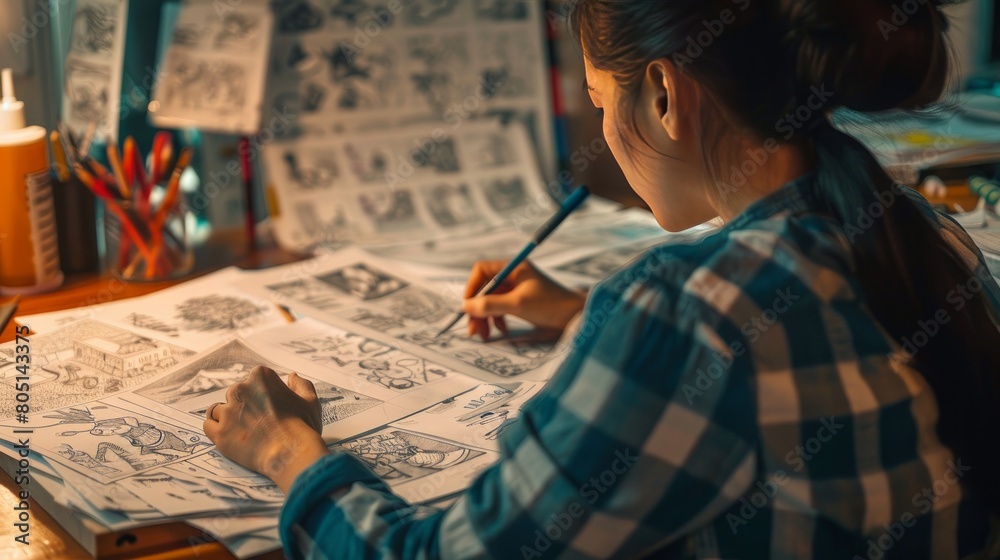Animator creates sketches for the cartoon. Works on the storyboard ...