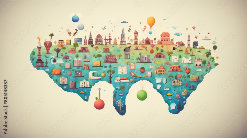 Global Connectivity Concept: World Map Shape Crafted with Social Media ...